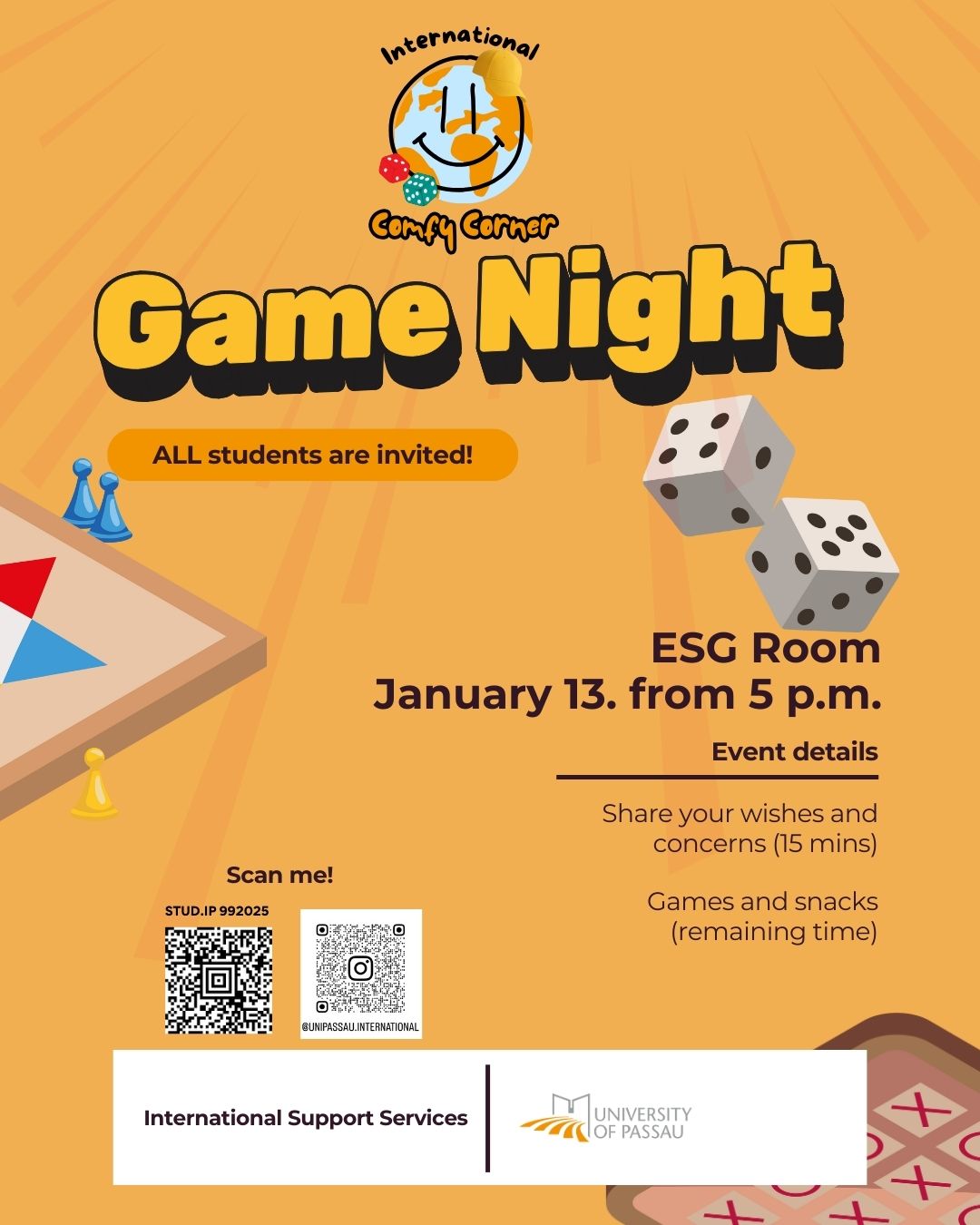 International Game Night & Comfy Corner • Universität Passau